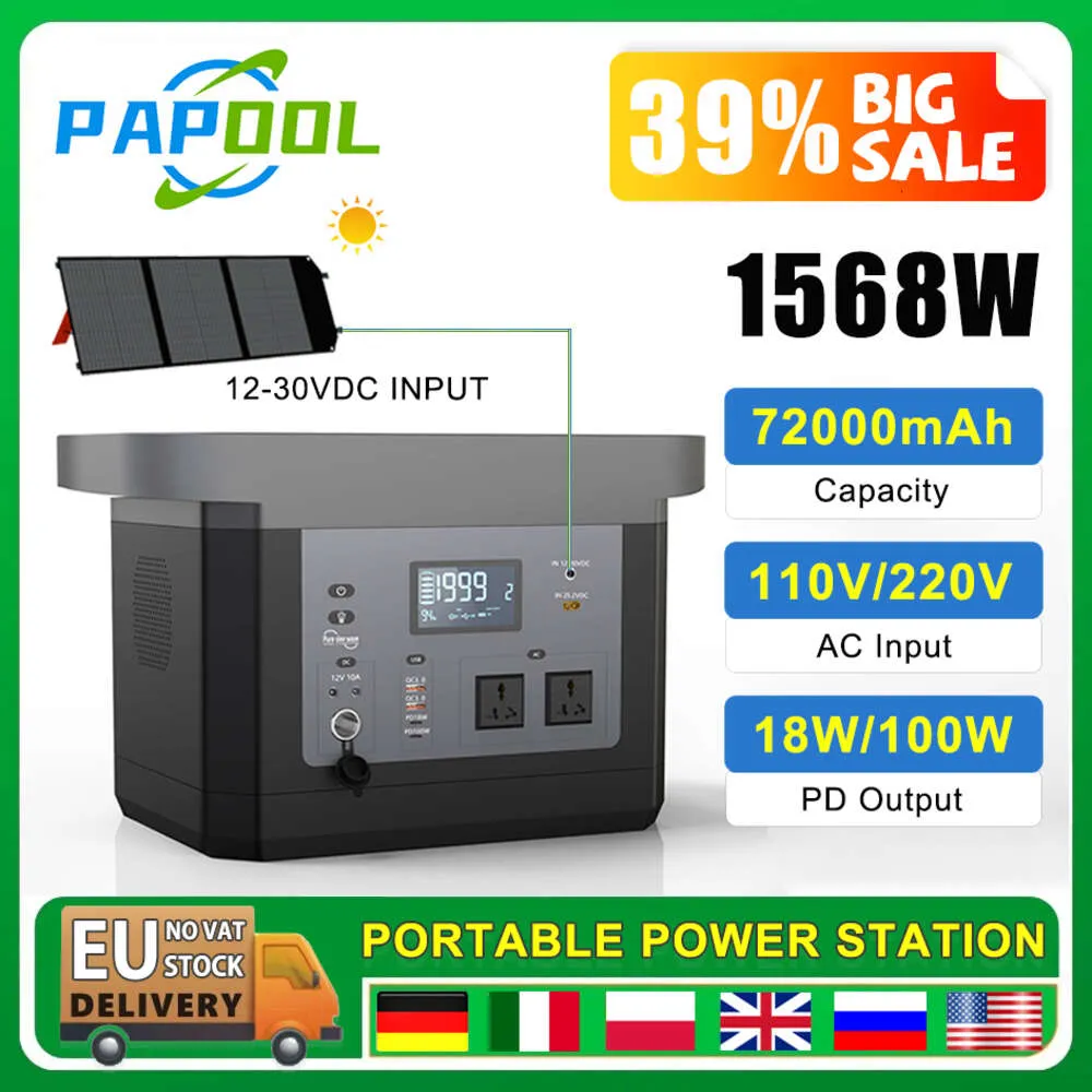 Portable Power Station 1500W, 22.4V, 72000mAh LiFePO4 Battery Backup ...