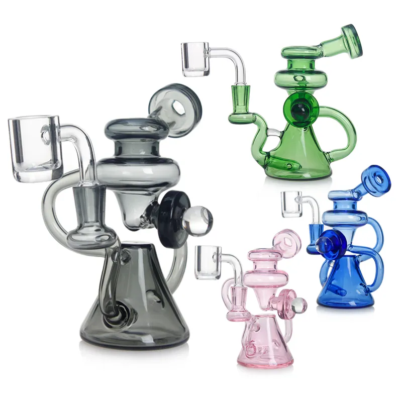 Glass Recycler Water Bong With Quartz Banger And Inline Perc 5.5'' Mini ...