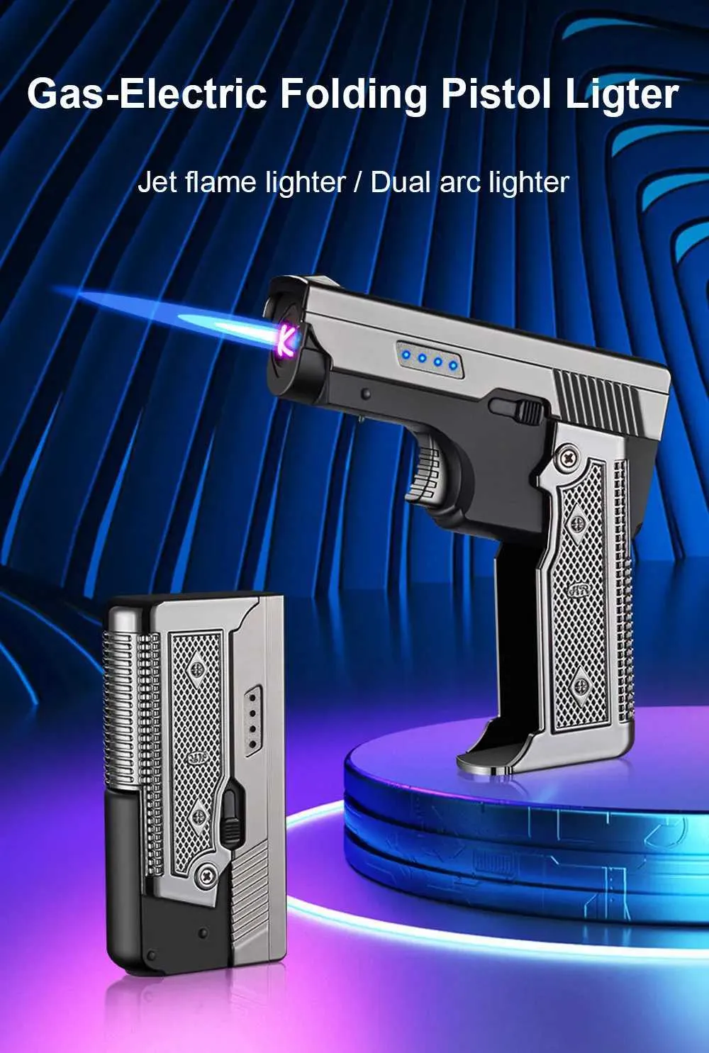 Lighters Unique Folding Pistol Electric Lighter Cool Gadget Type C USB ...