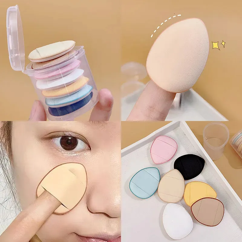 10-Piece Mini Finger Cosmetic Puff Set with Cotton Sponges Applicators ...