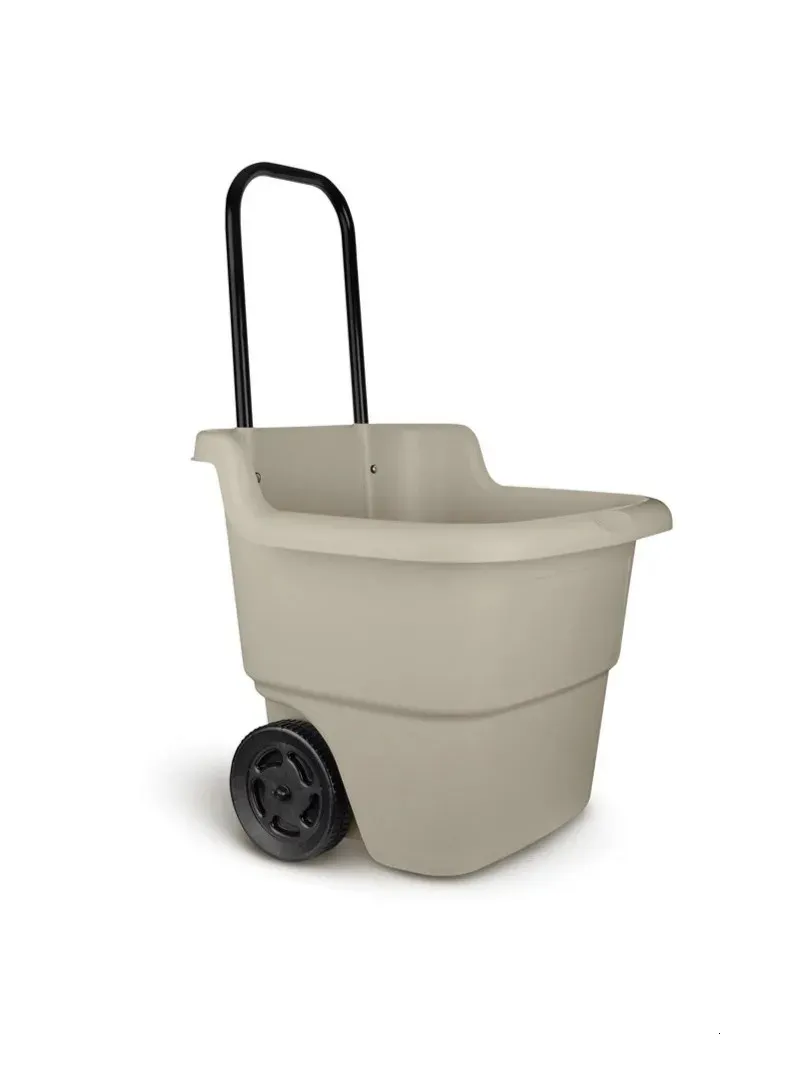 Suncast 15 Gallon Resin Rolling Lawn And Utility Cart With Retractable ...
