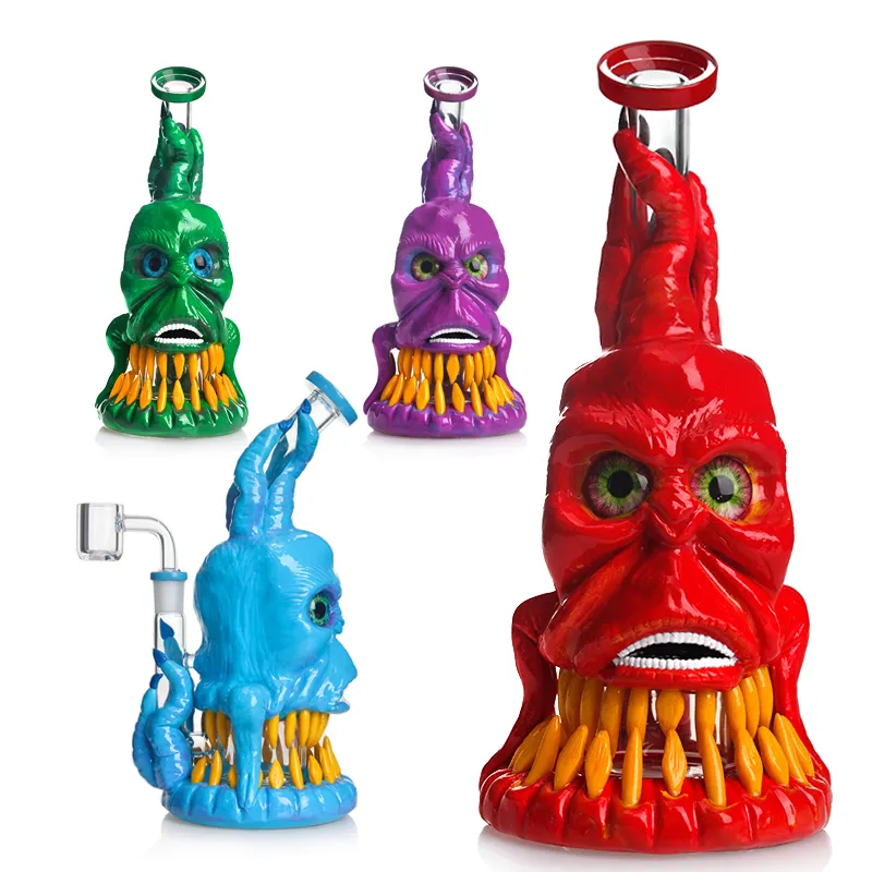 10 Pulgadas Glass Bong 3d Halloween Hookah Water Tip Tube Glass Bong ...