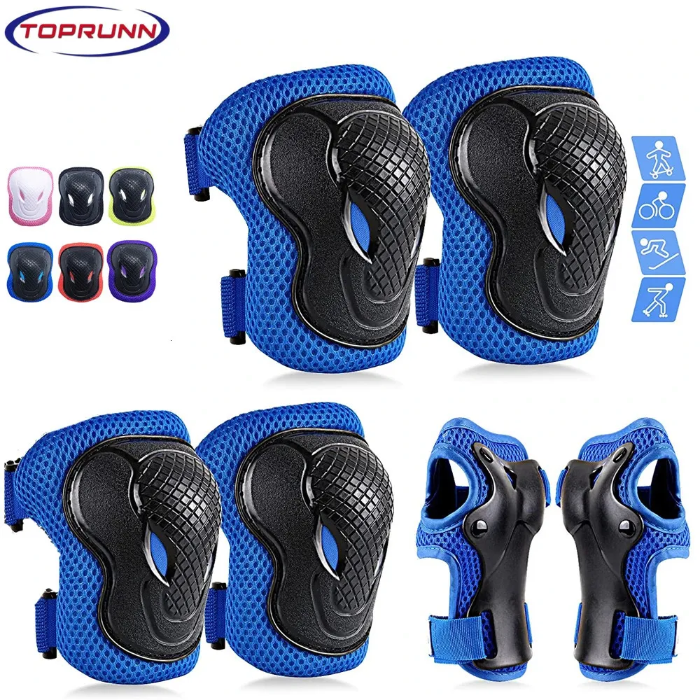 Kids Protective Gear Set - 6-in-1 Knee Pads, Elbow Pads, Wrist Guards ...