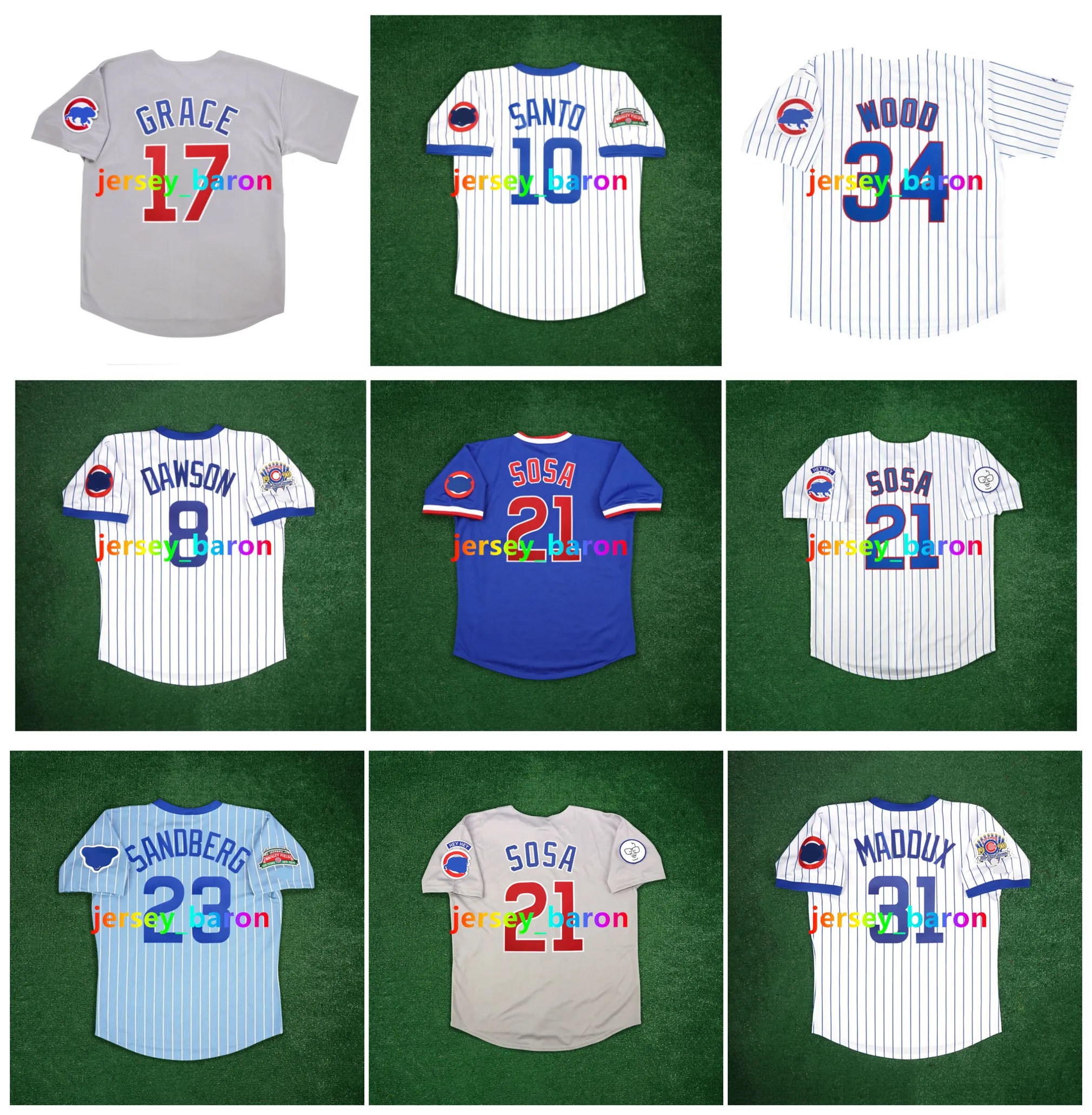 Cubs Baseballtrikot Mit Wrigley 100th Patch Sammy Sosa Ron Santo Mark ...