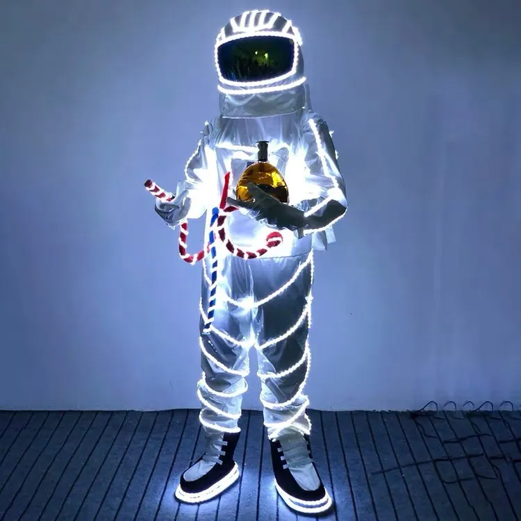 LED Astronaut Costume Adult | Light Up Cosplay Space Suit Halloween ...