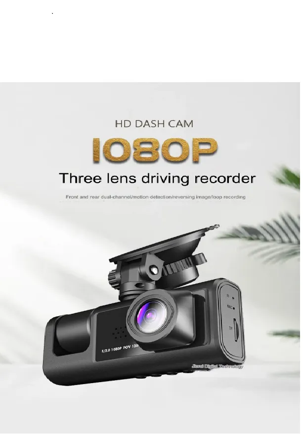 Triple Lens Dash Cam - 1080P HD Driving Recorder with Interior ...