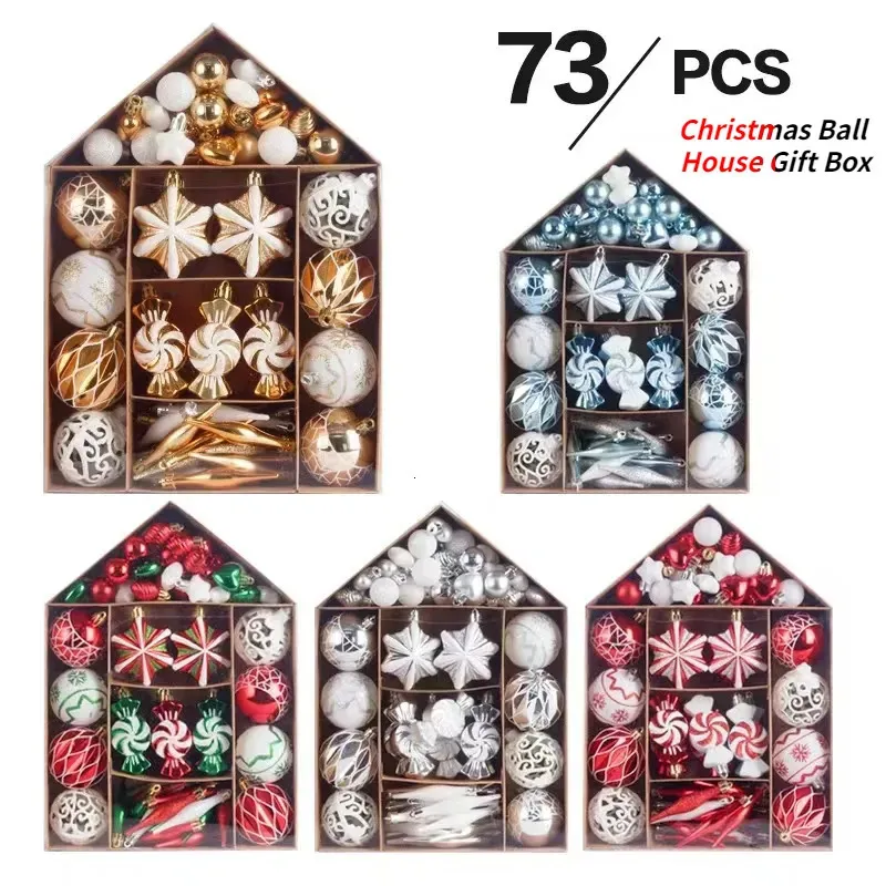 73-Piece Christmas Ball Ornament Set - Multicolor Xmas Tree Decorations ...