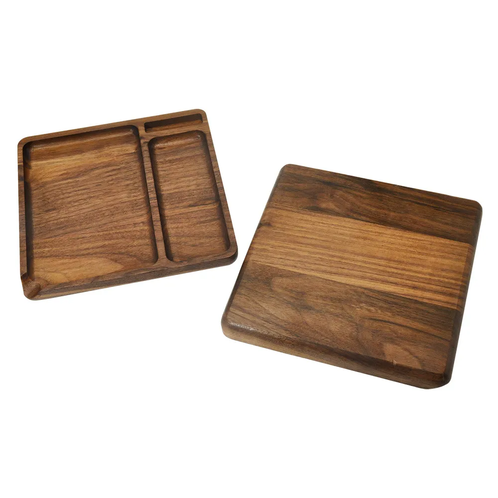 Square Cigarette Tray Walnut Wood Rolling Tray Household Smoking ...