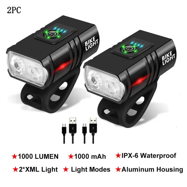 Luci Bici Luce Bicicletta A LED 1000LM USB Ricaricabile Display Di ...