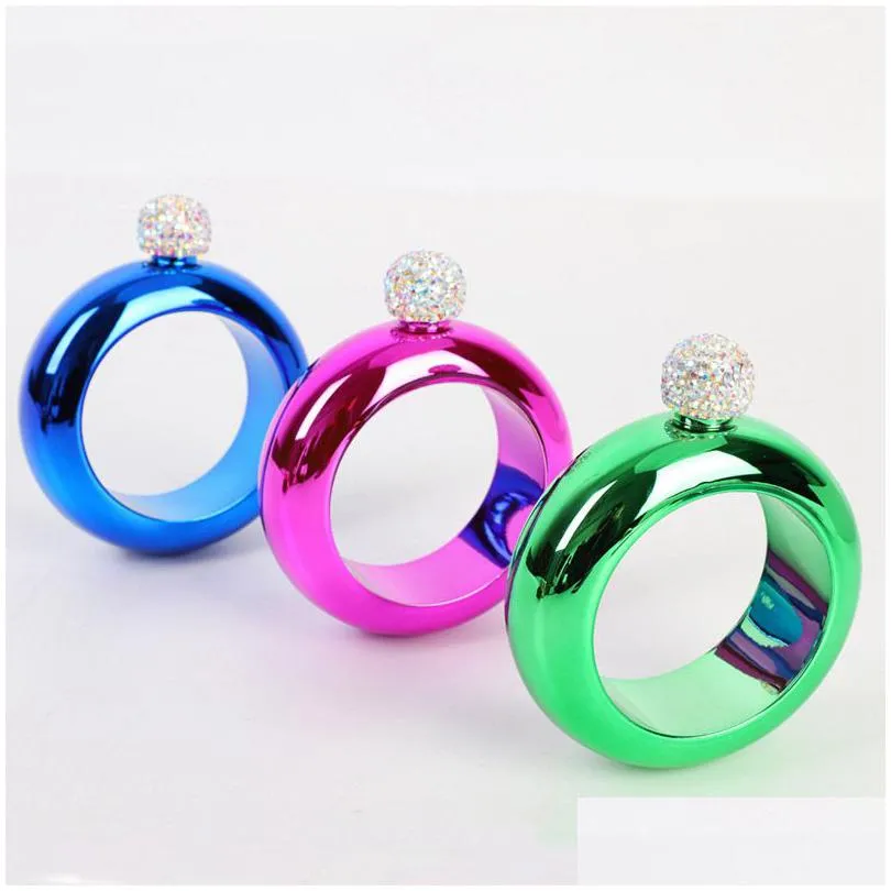 DHgate.com:100ml Stainless Steel Hip Flask Bracelet with Diamond Lid ...