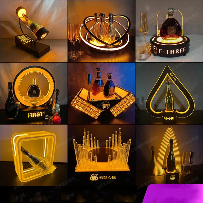 LED Glowing Ring Liquor Bottle Display Shelf For VIP Whiskey Bottle ...