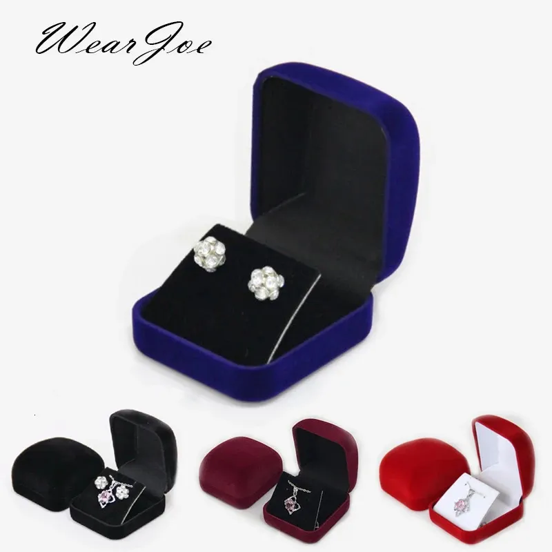 Velvet Jewelry Organizer Case - Stud Earring Box, Necklace Display ...