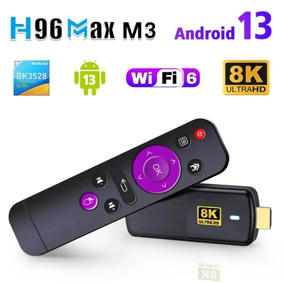 New H96 Max M3 Smart TV Stick: Android 13, WiFi 6, HD 8K, Voice Control ...