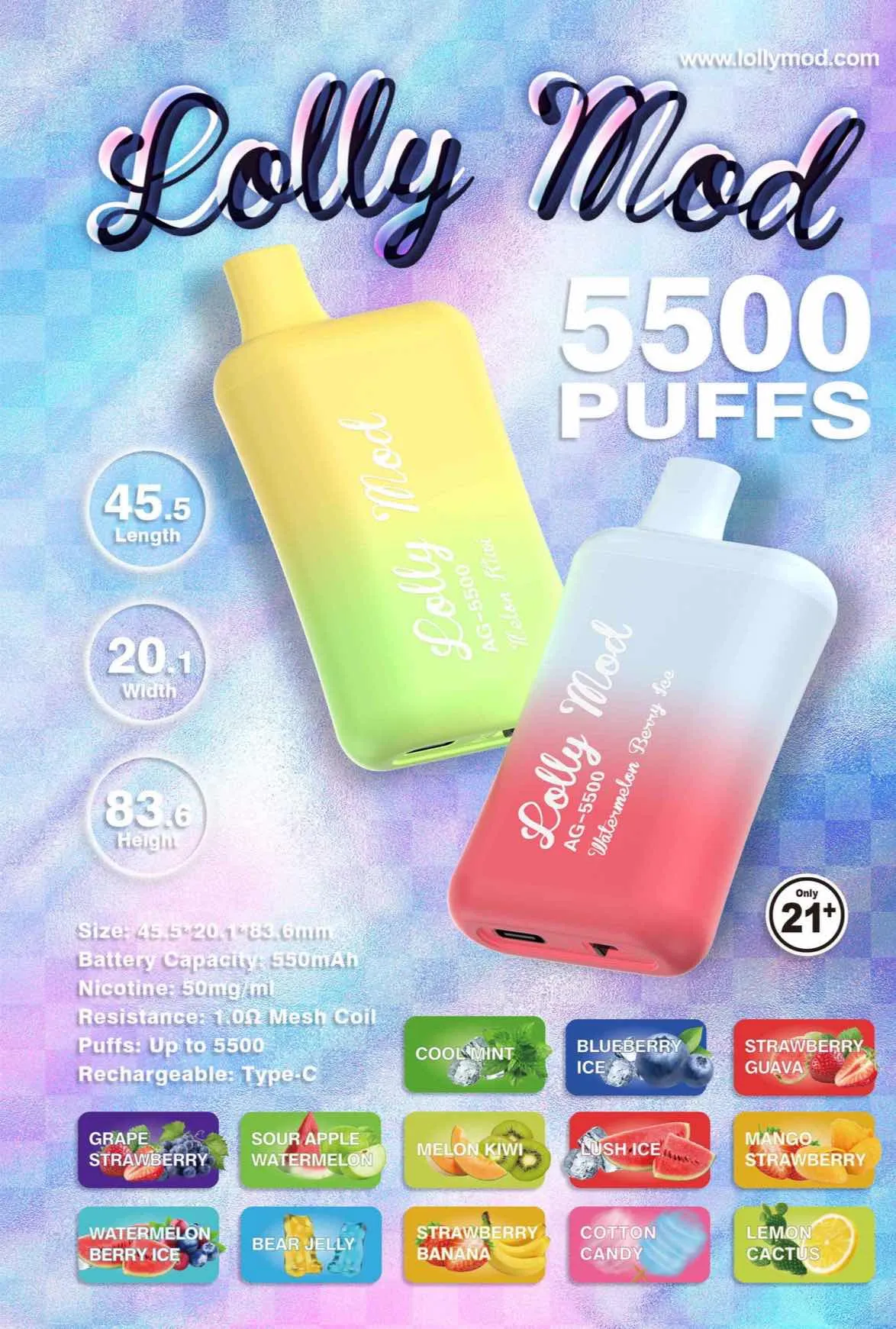 New Original Puff 5500 Disposable Vape Disposable Puff 5k E Cigarette ...