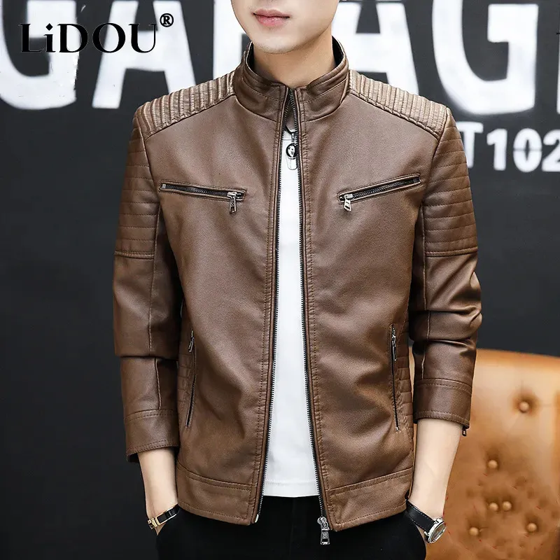 DHgate.com:Mens Faux Leather Jacket, Velvet-Lined Casual Jacket with ...
