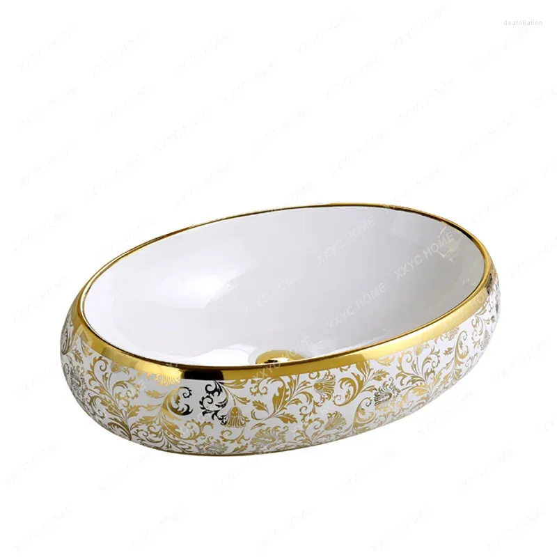 DHgate.com:Gold Electroplated Ceramic Oval Sink Basin Washbasin ...