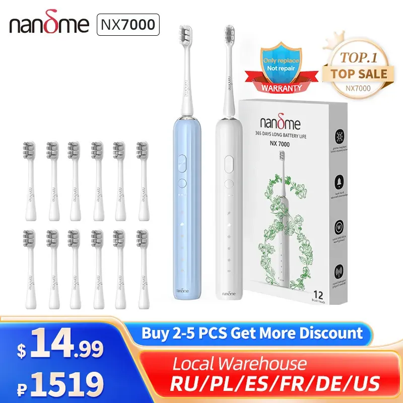 Smart Sonic Electric Toothbrush, Nandme NX7000 Rechargeable Toothbrush, 5 Modes IPX7 Waterproof ...