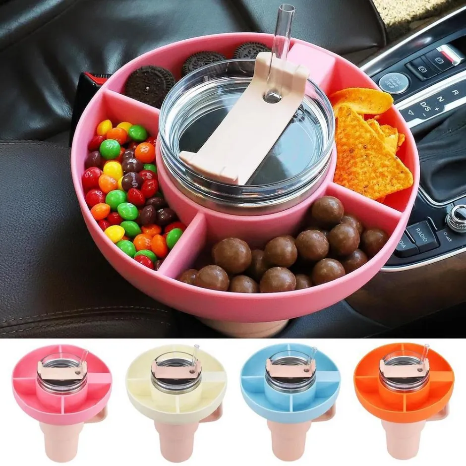 Snack Bowl for 40oz Tumbler with Handle - Reusable Silicone Snack Tray ...