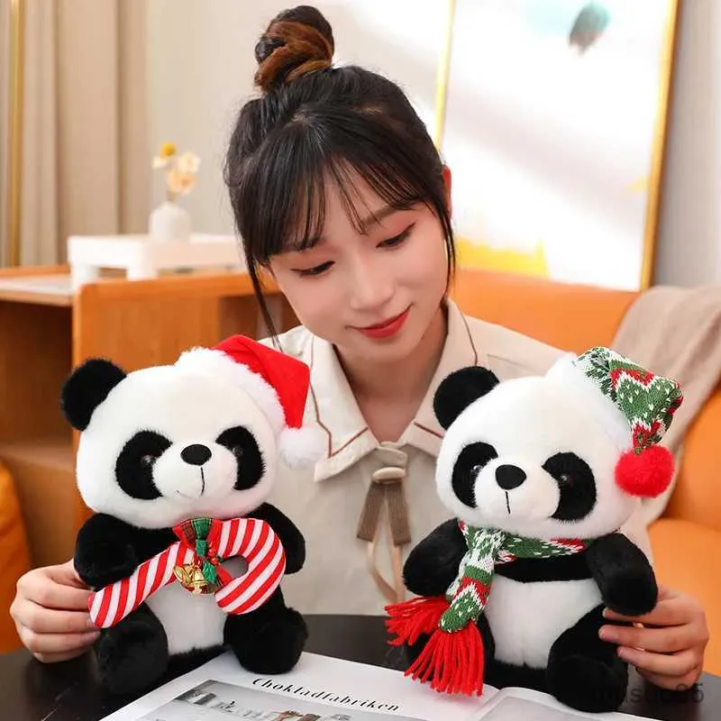 DHgate.com:25cm Cute Christmas Panda Plush Toy with Scarf, Stuffed ...