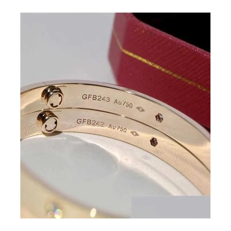 2024 Luxury Designer Love Bracelets 18K Gold Plated Bangle with Unique Code Card Box Dh4Im