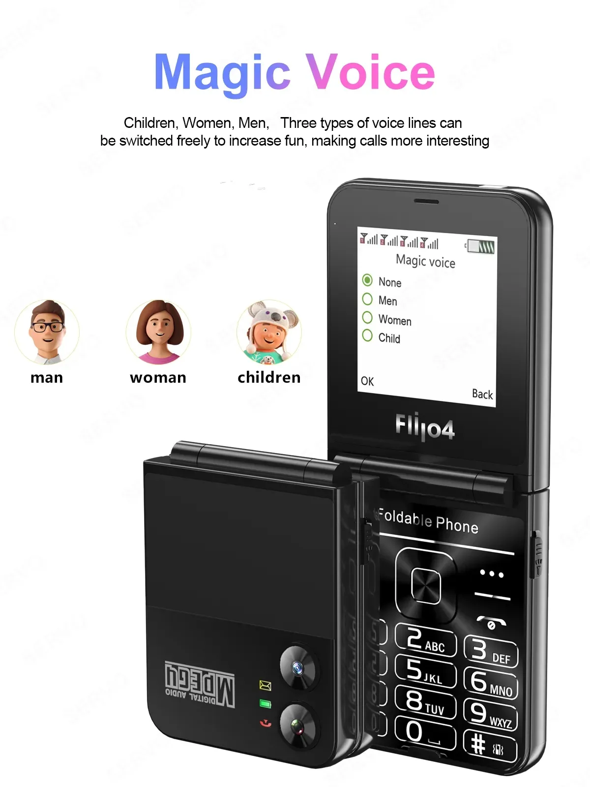 Unlocked 2G Flip Phone 2.6 Inch Screen, Quad Band GSM, 4 SIM, Speed ...