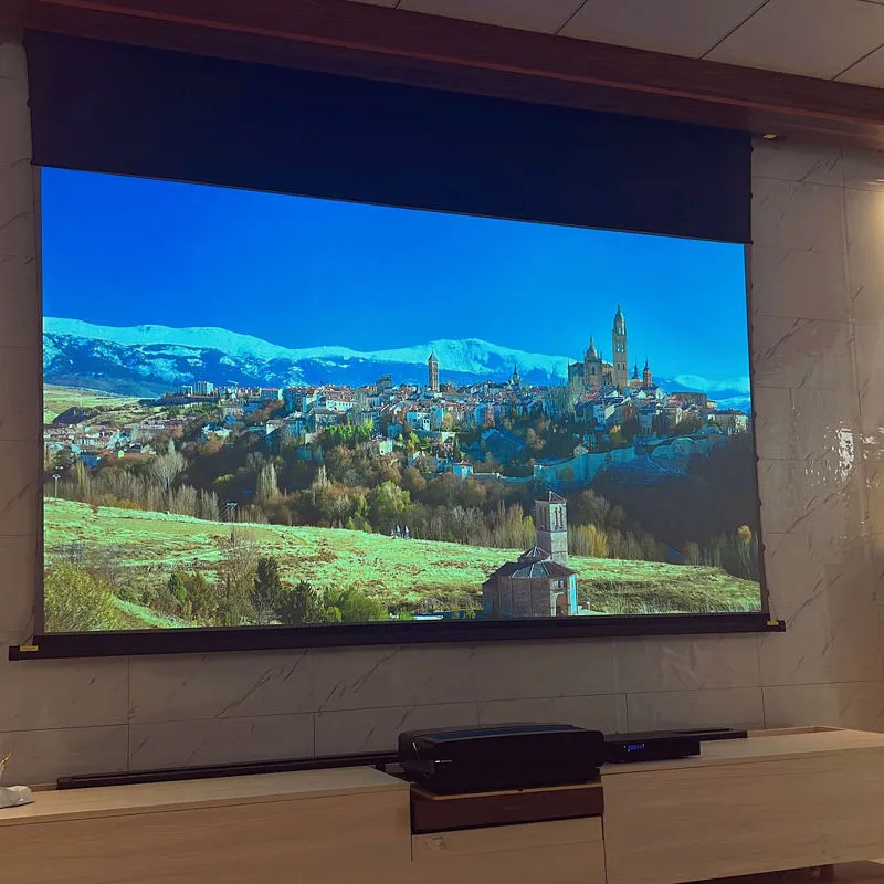 150 In-Ceiling ALR Projector Screen - Recessed Motorized 4K T-Prism Tab ...