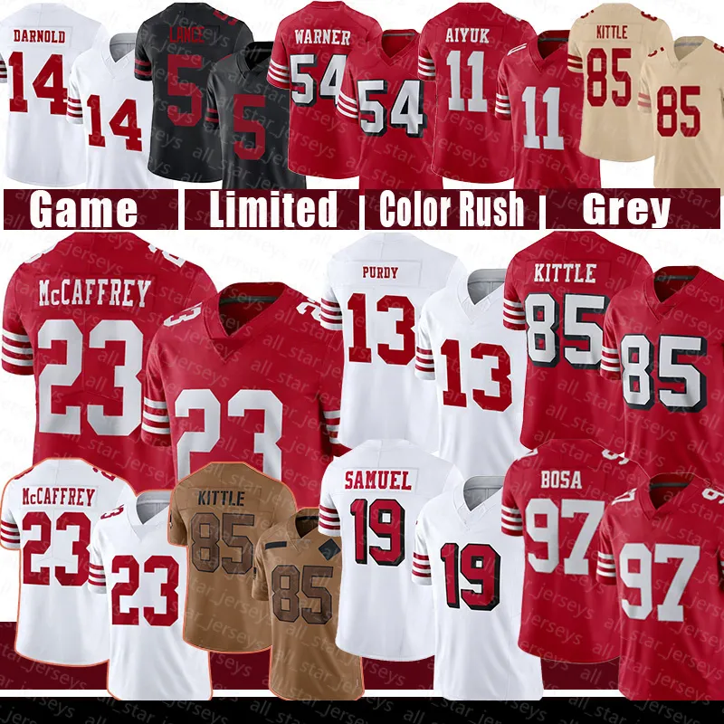 Christian McCaffrey Football Jersey Men Brock Purdy George Kittle Kyle ...