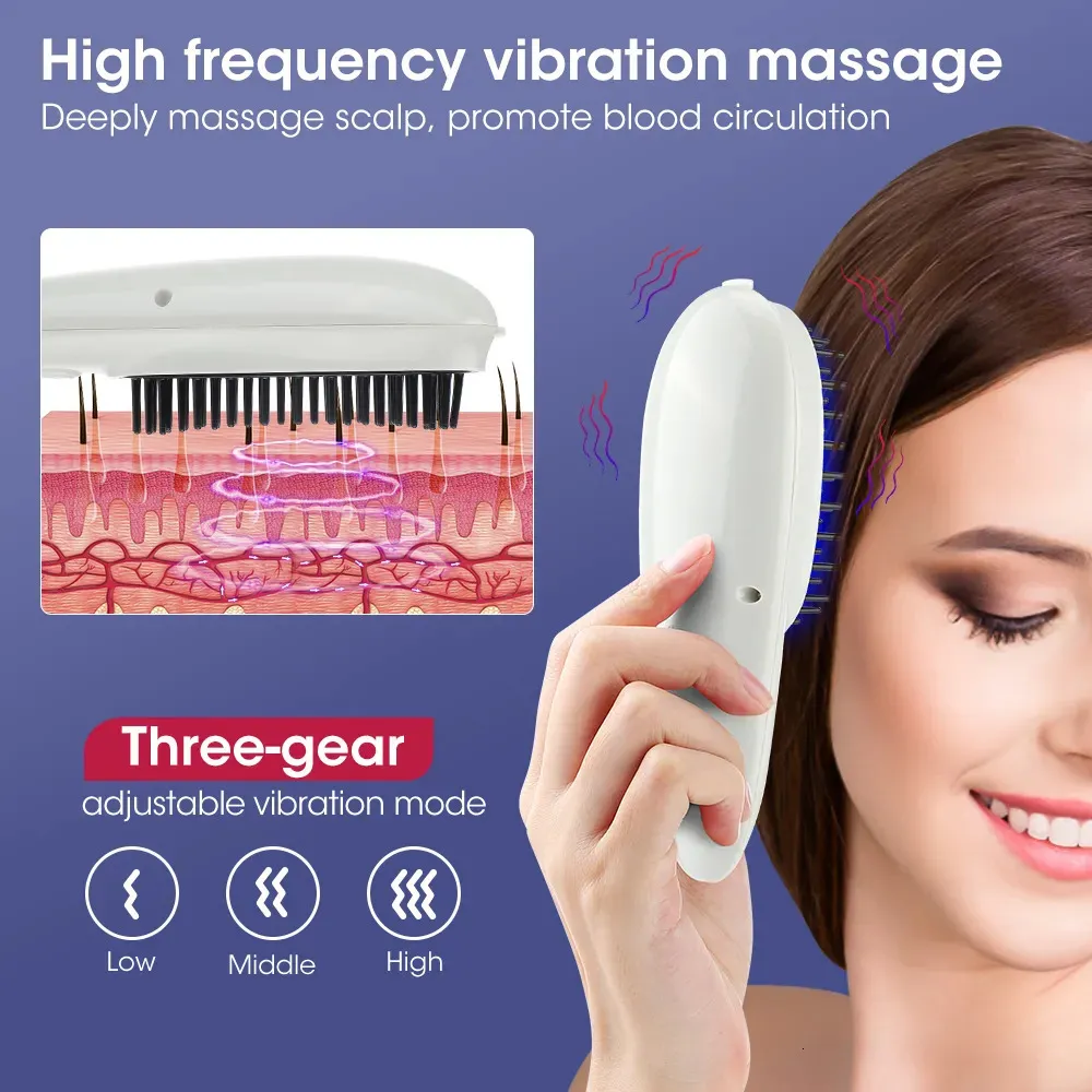 Red & Blue Light Therapy Hair Growth Comb: Electric Scalp Massager for ...