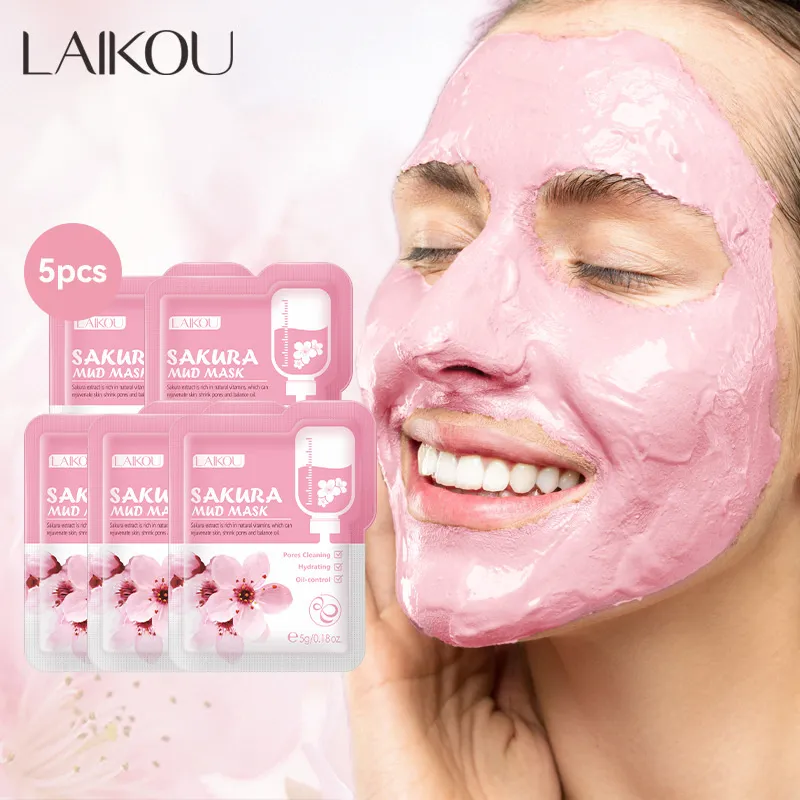 Laikou Sakura Mud Face Mask - Deep Cleaning, Shrink Pores, Moisturizing ...