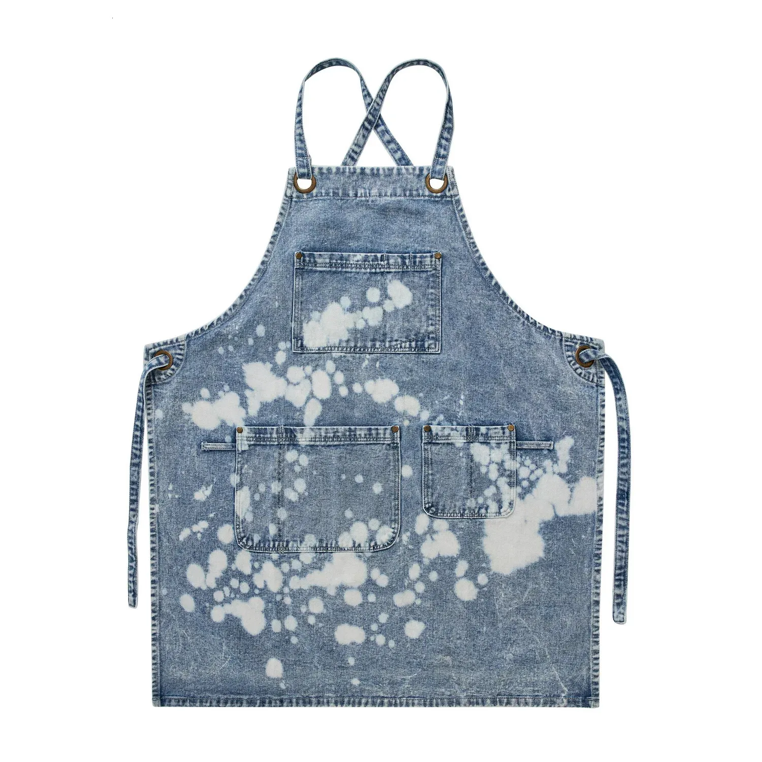 Denim Graffiti Apron with Multipurpose Utility Pockets for Baristas ...