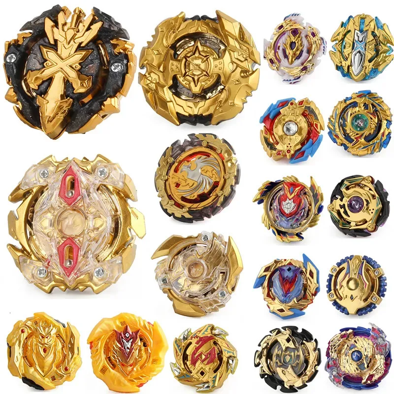 All Metal Spinning Tops Toy Set Gold Finish Metal Fusion Battle Game ...