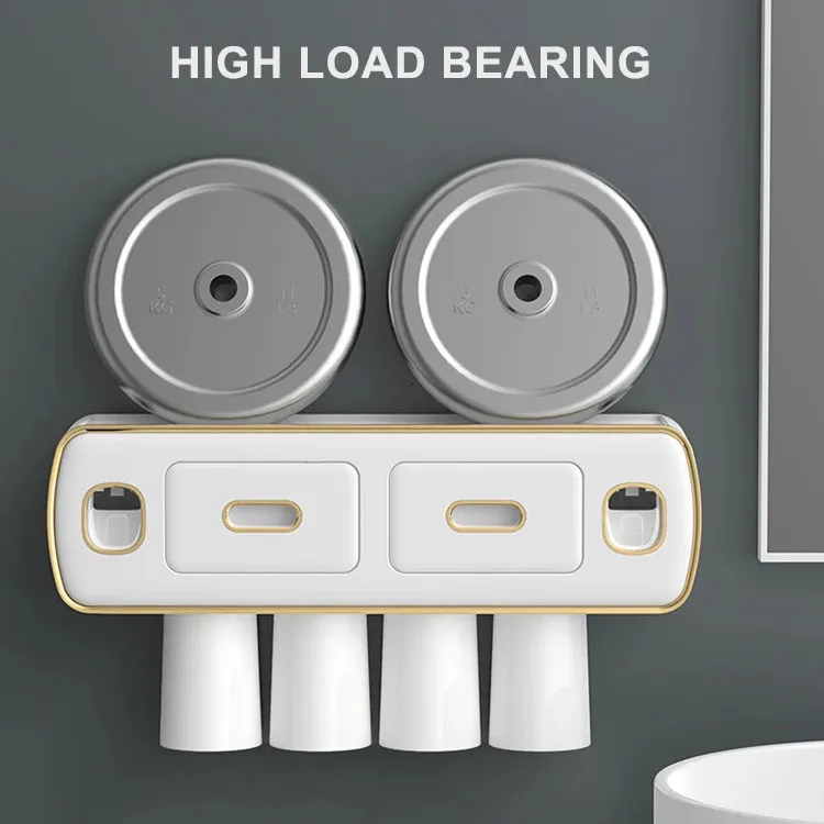 Magnetic Inverted Toothbrush Holder with Automatic Toothpaste Squeezer ...