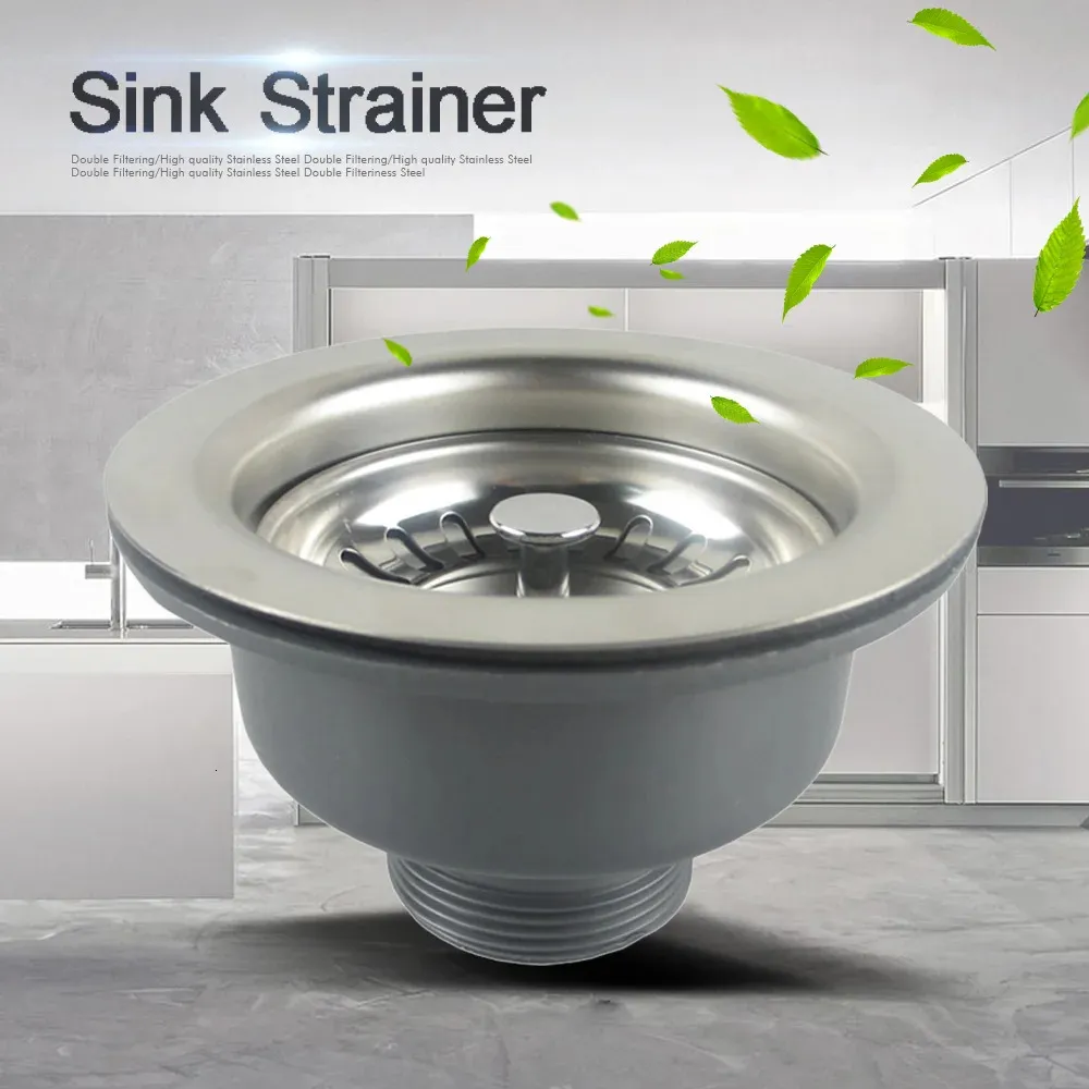 Stainless Steel Kitchen Sink Drain Strainer with Pop-Up Stopper & Waste ...