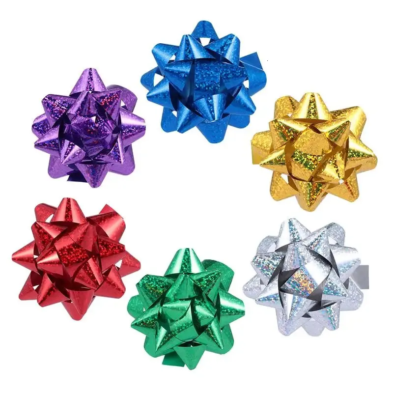 Christmas Self Adhesive Reflective Pull Bows, Gift Wrap Bows, Tree ...