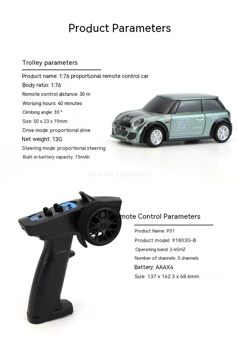 Mini RC Drift Car: 1/76 Scale High Speed Racing Car With Gyro System ...