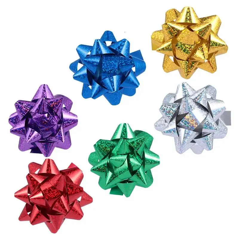 Christmas Self Adhesive Reflective Pull Bows, Gift Wrap Bows, Tree ...