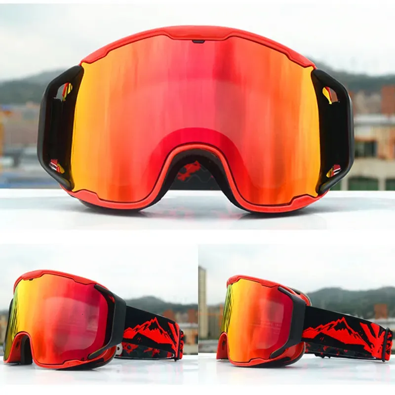 Ski Goggles Unisex Double Layer Anti Fog Blue Polycarbonate Lens TPU ...