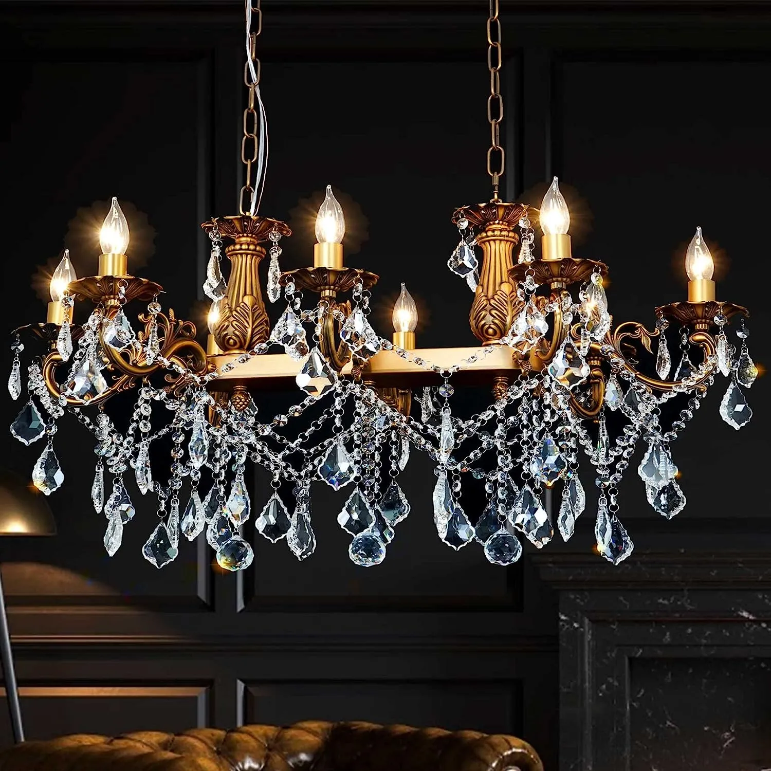 Luxury Crystal Rustic Crystal Chandelier With 12 Candle Pendant Lamps ...