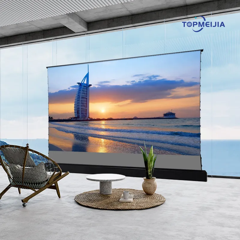 Electric Floor Rising 4K ALR Black Grey Crystal Projection Screen, 84 ...