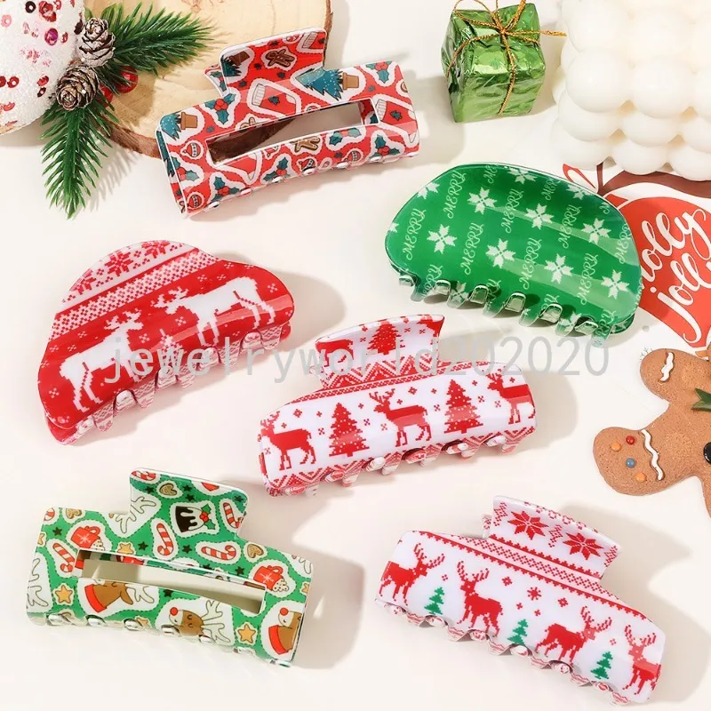 DHgate.com:Cute & Festive Acrylic Hair Claw Clips - 4-Pack Santa ...