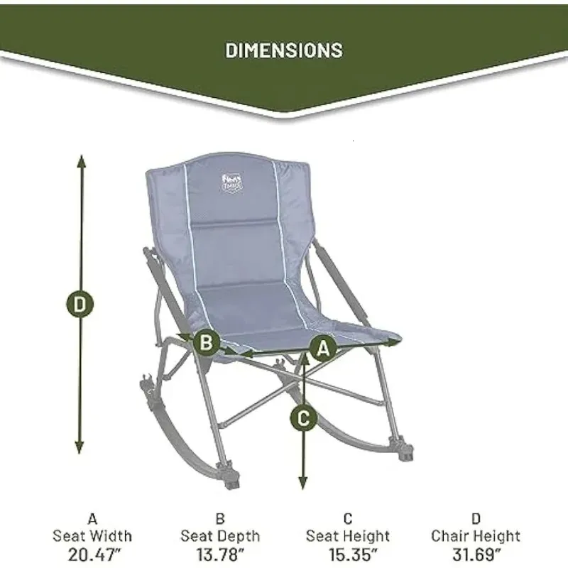 TIMBER RIDGE Folding Rocking Camping Chair Portable Outdoor Rocker With ...