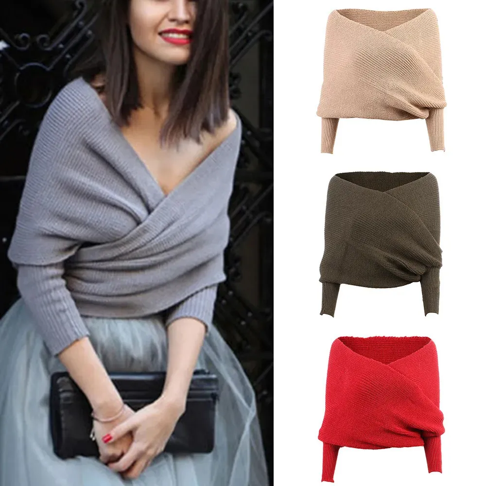 DHgate.com:V-Neck Knitted Shawls: Stylish & Cozy Long Sleeve Wraps for ...