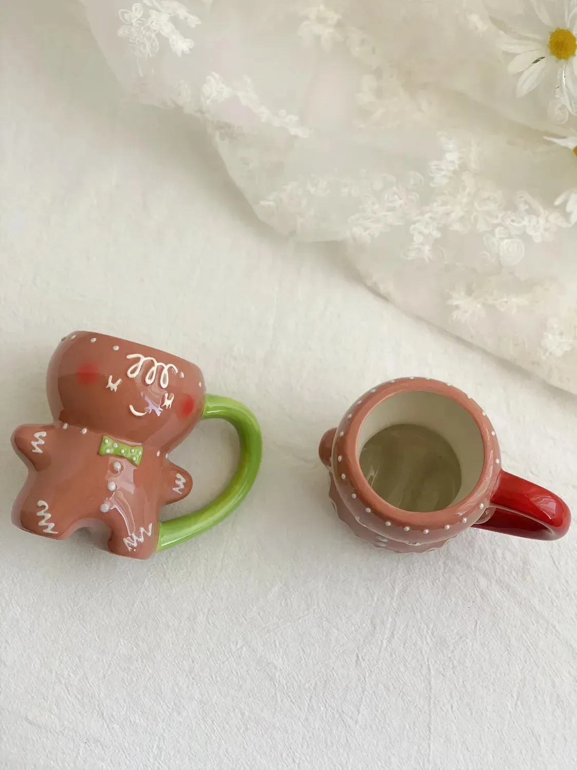 Mugs Gingerbread Man Coffee Cups Xmas Ceramic Couples Child Student ...