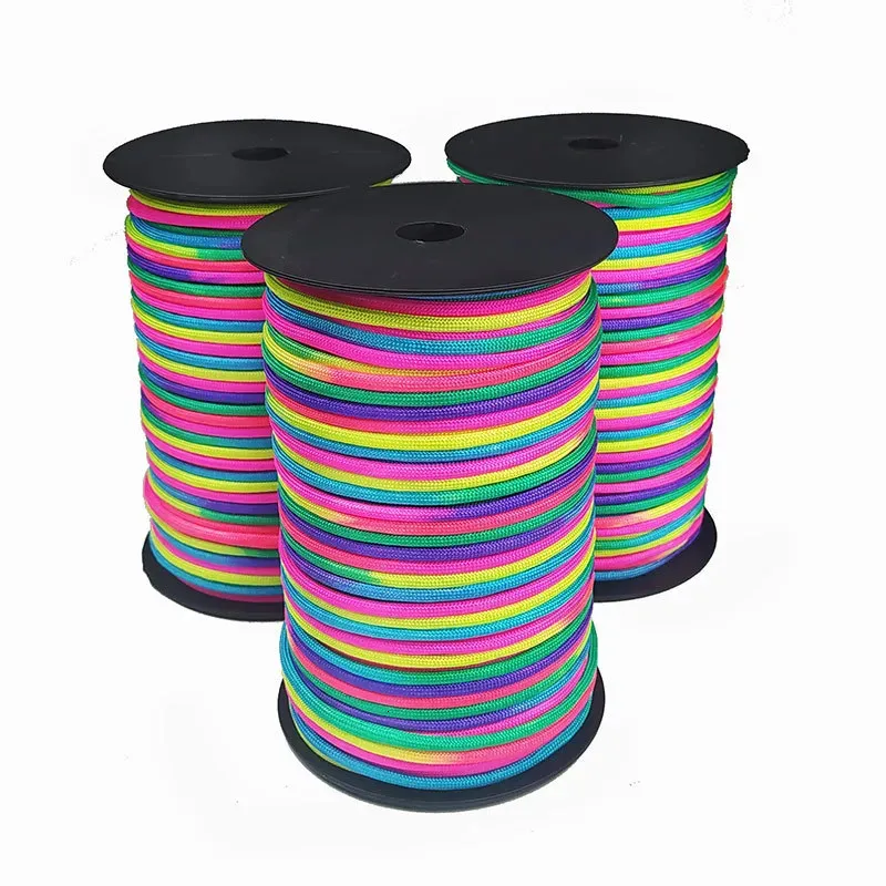 100M Rainbow Paracord - 4mm Climbing Rope for DIY Bracelets, Camping ...