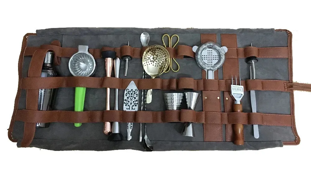Portable Bartender Kit Bag - Empty Bar Tool Case, Mixology Travel Bag ...