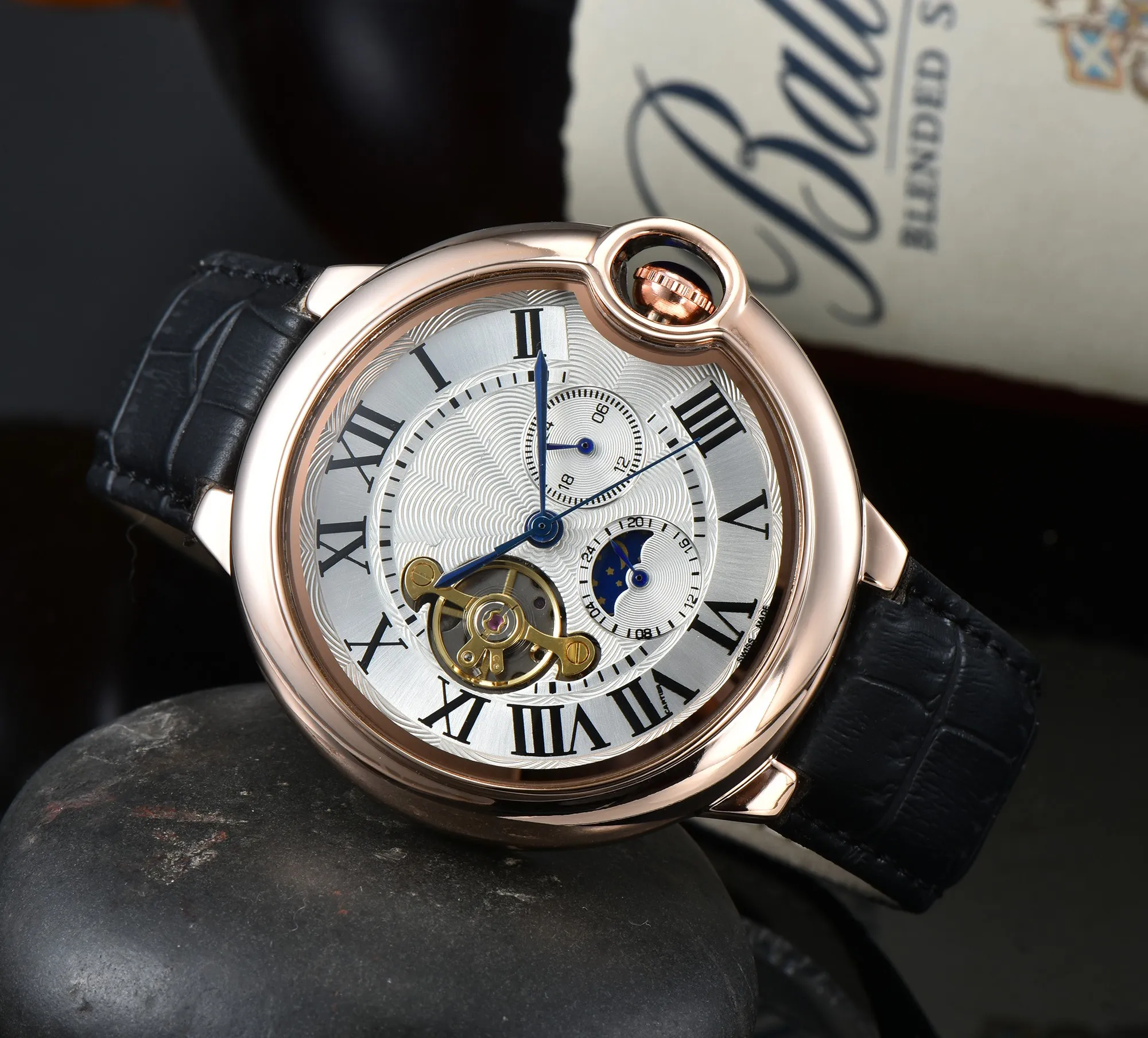 Luxury Tourbillon Leather Watch, Automatic Mechanical Movement ...
