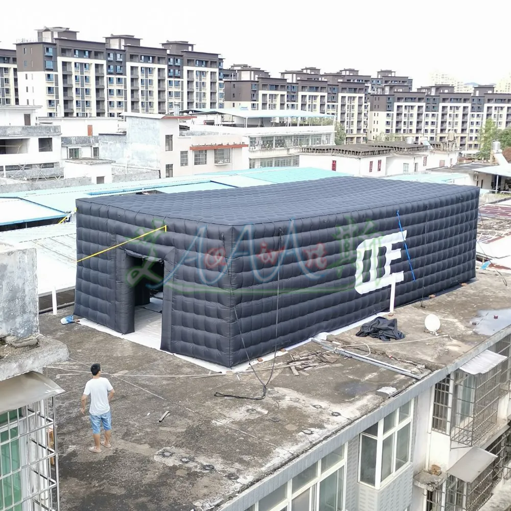 Inflatable Air Tent Square Event Shelter Portable Black Cube Tent For Parties, Nightclubs ...