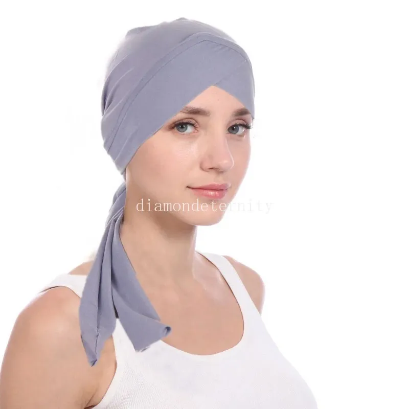 New Cross Forehead Muslim Hijab Long Tail Hat Turban Caps Ready To Wear ...