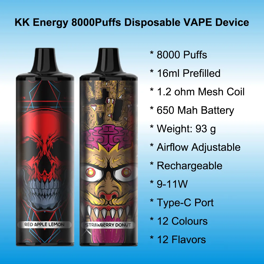 New Vape Disposable Puff E Cigarette KK Energy 8000 Puffs Disposable ...