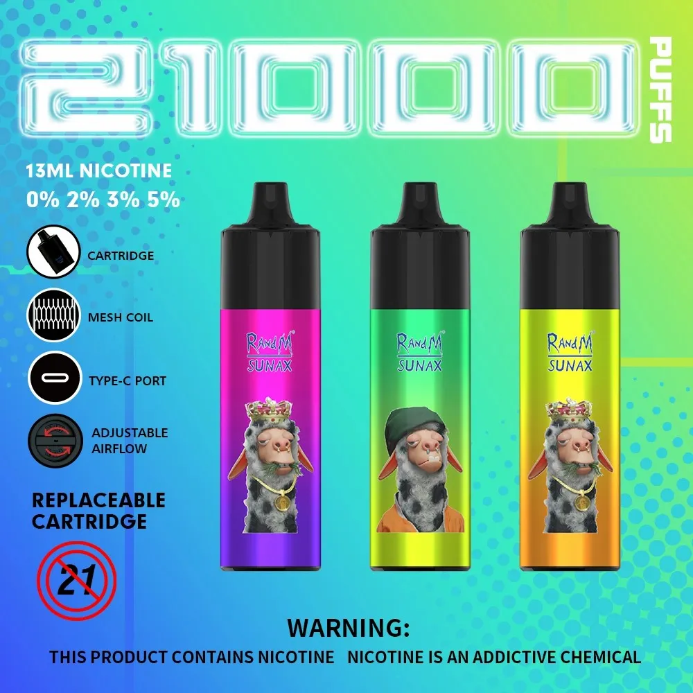 Original RandM Sunax Disposable Vape Kit 21000 Puffs E Cigarette RM 21k ...